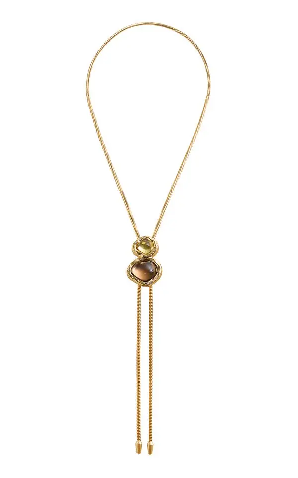 BOLOLA Blythe 14k Gold-plated Brass And Gemstone Lariat Necklace