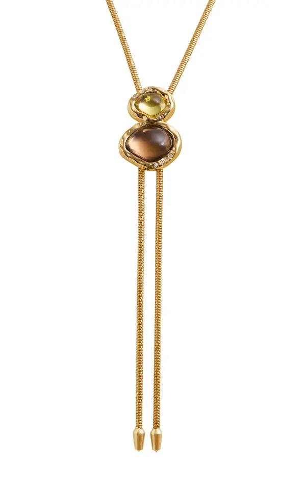 BOLOLA Blythe 14k Gold-plated Brass And Gemstone Lariat Necklace