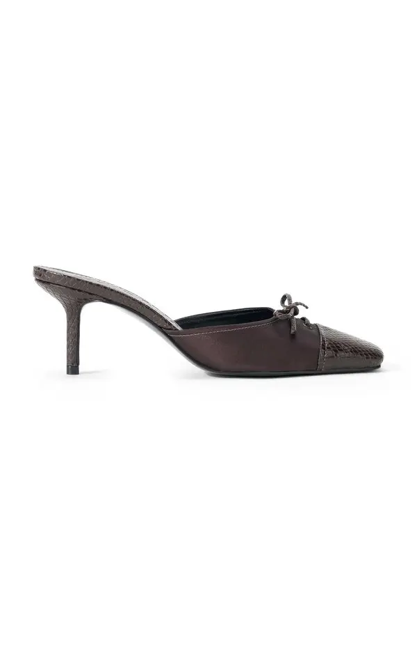Staud Faye Leather Mules - Brown