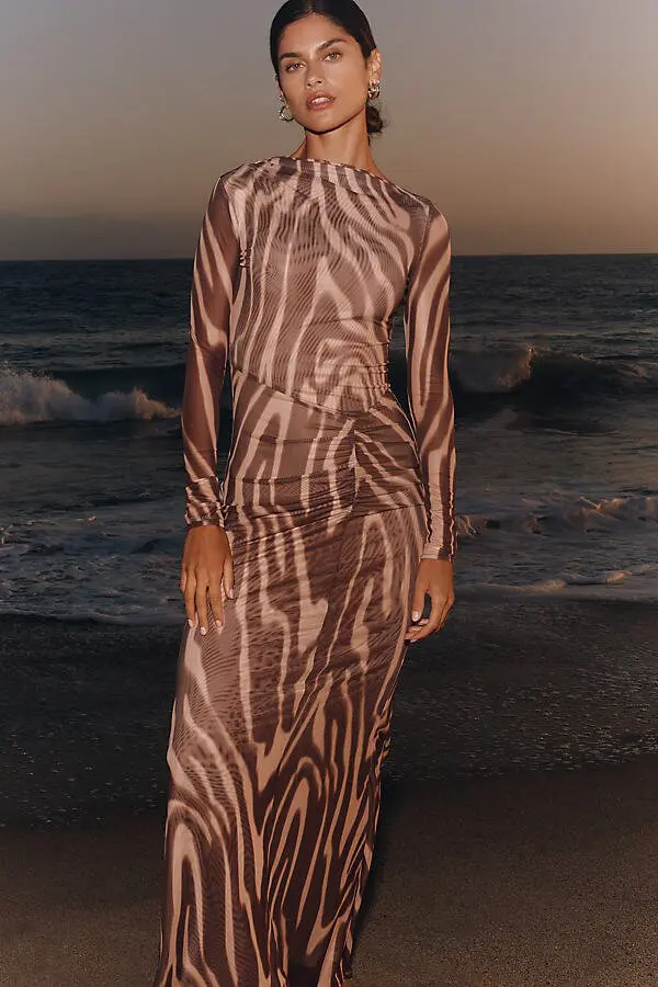Suboo Long-sleeve Printed Midi Dress