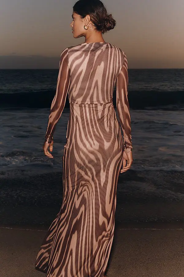 Suboo Long-sleeve Printed Midi Dress