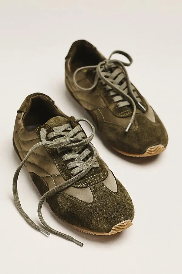 Maeve Suede Colorblock Sneakers - Olive