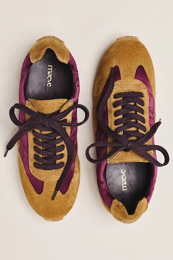 Maeve Suede Colorblock Sneakers - Purple Pattern