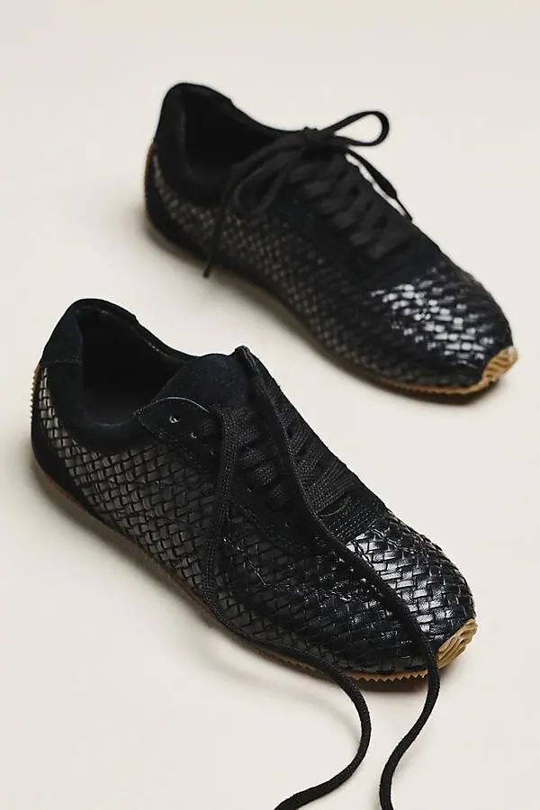 Maeve Woven Leather Sneakers - Black