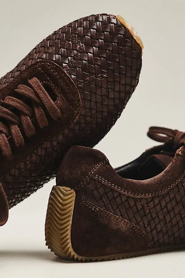 Maeve Woven Leather Sneakers - Chocolate