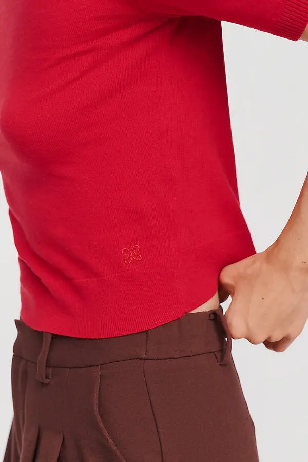 Maeve Cropped Sweater - Red