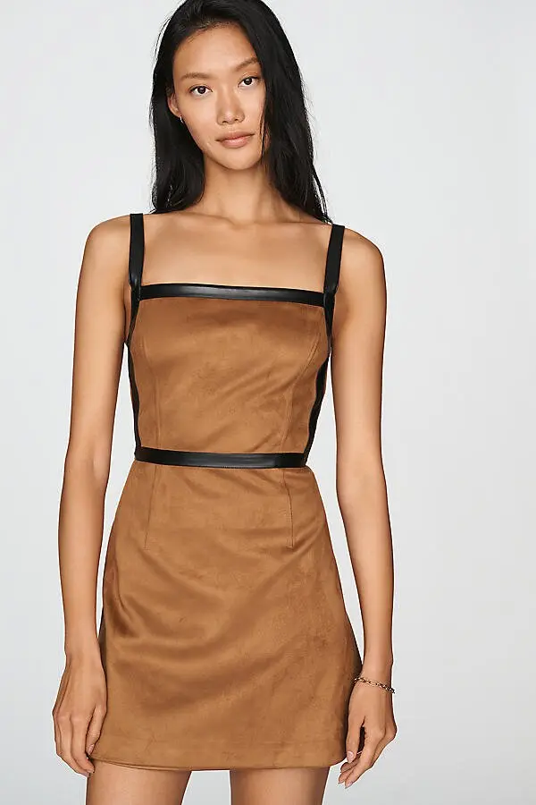 Anthropologie Faux Suede Mi Dress - Brown
