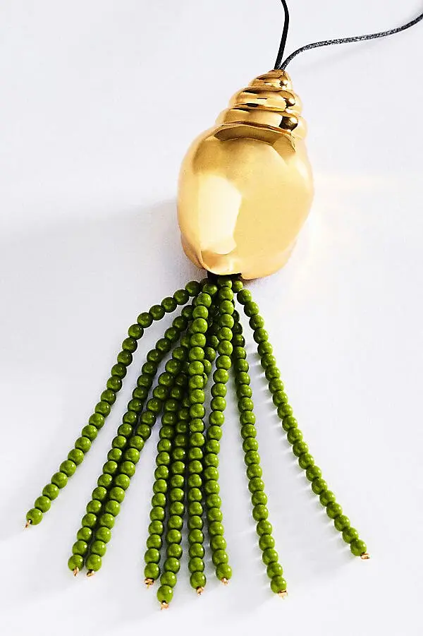 Timeless Pearly Corded Beaded Shell Pendant Necklace