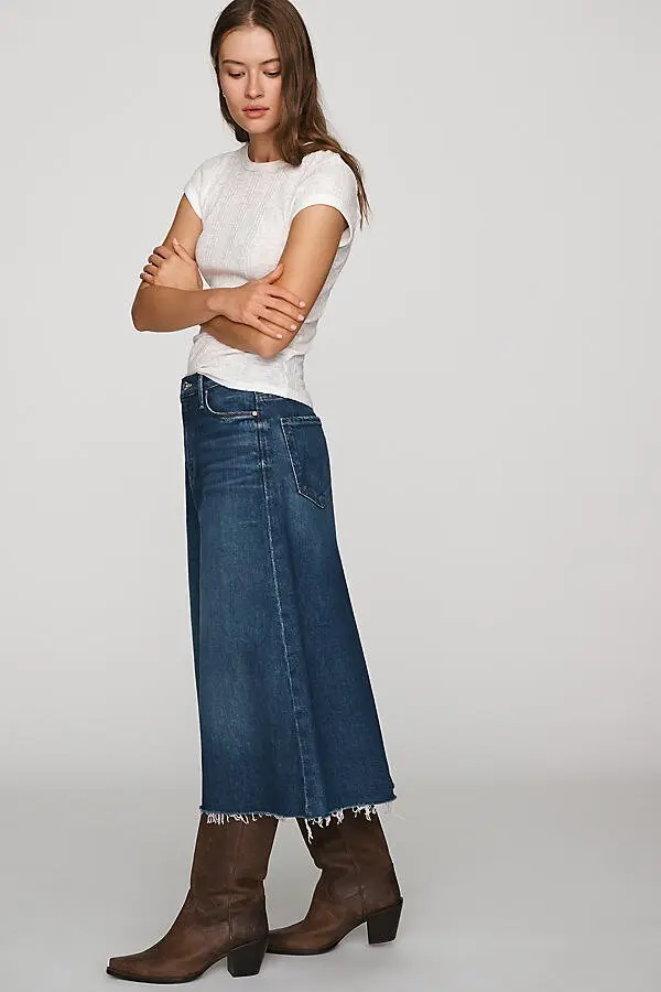 MOTHER The Circle Denim Midi Skirt
