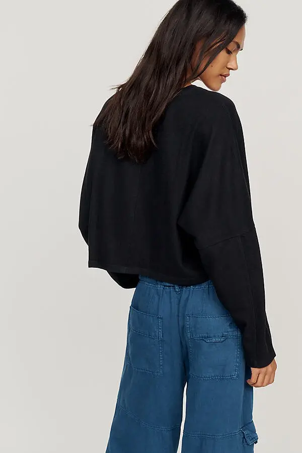 PILCRO Cotton Long-sleeve Top - Black