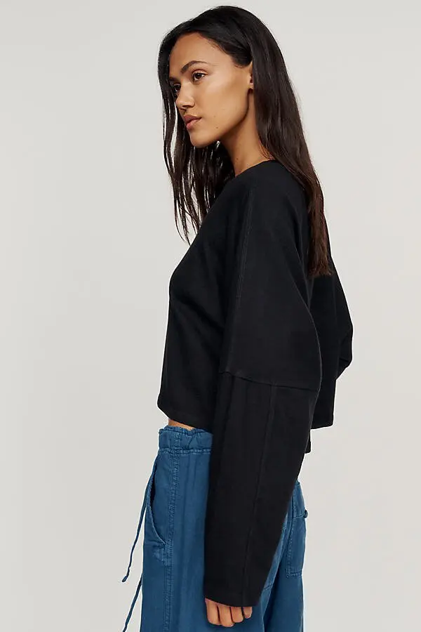PILCRO Cotton Long-sleeve Top - Black