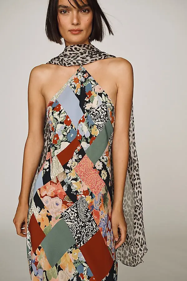 Rixo Hayley 100% Silk Scarf Slip Dress