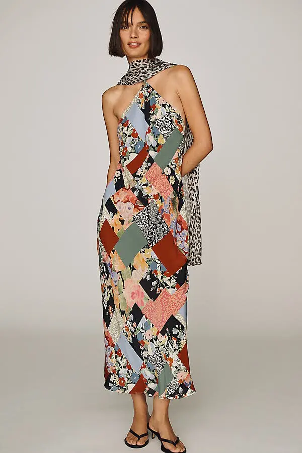 Rixo Hayley 100% Silk Scarf Slip Dress