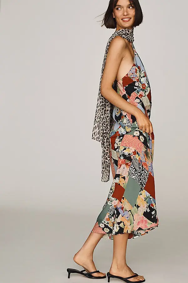 Rixo Hayley 100% Silk Scarf Slip Dress