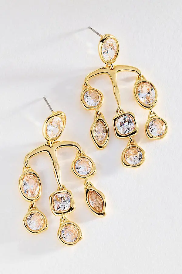 Anthropologie Gemstone Organic Drop Earrings - Gold