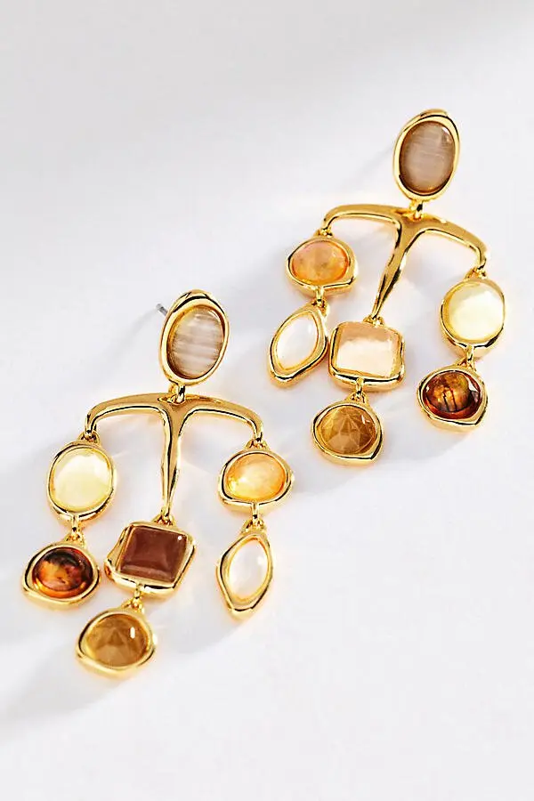 Anthropologie Gemstone Organic Drop Earrings - Neutral