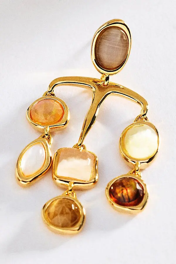 Anthropologie Gemstone Organic Drop Earrings - Neutral