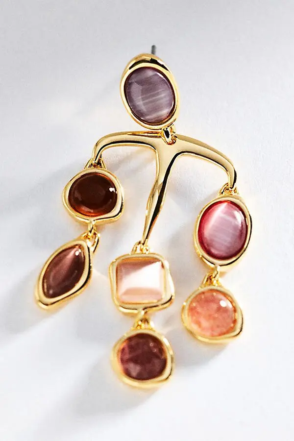 Anthropologie Gemstone Organic Drop Earrgs - Red