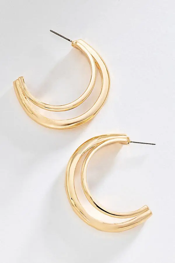 Anthropologie Crescent Hoop Earrings - Gold