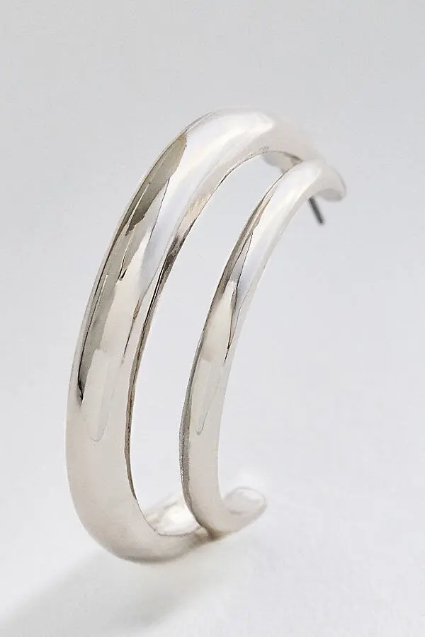 Anthropologie Crescent Hoop Earrgs - Silver