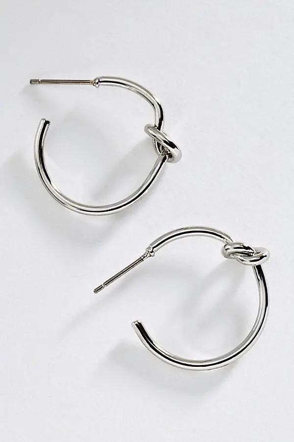 Anthropologie Knotted Hoop Earrgs - Silver
