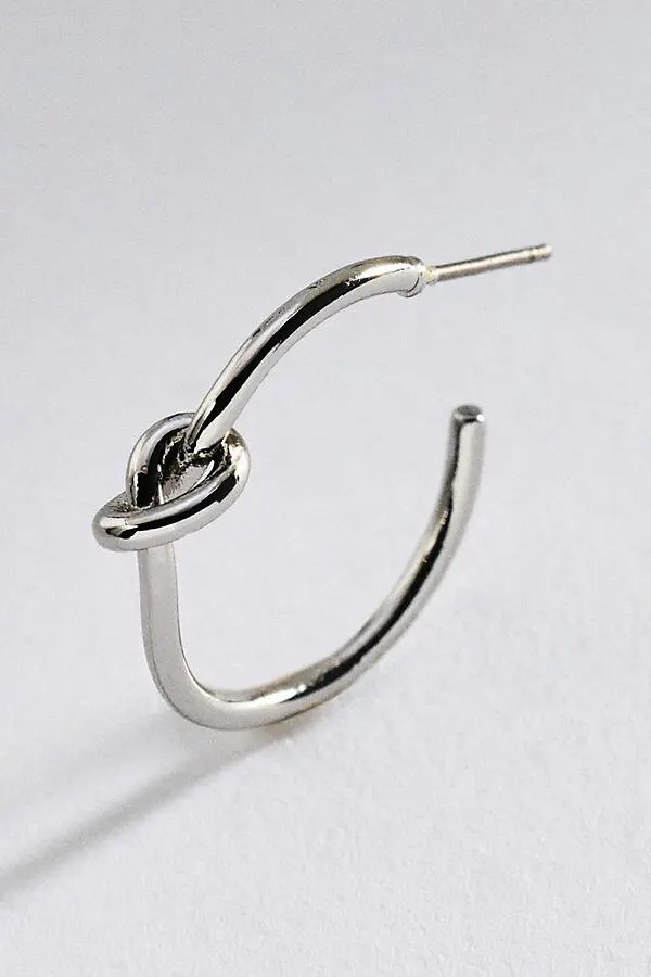 Anthropologie Knotted Hoop Earrgs - Silver