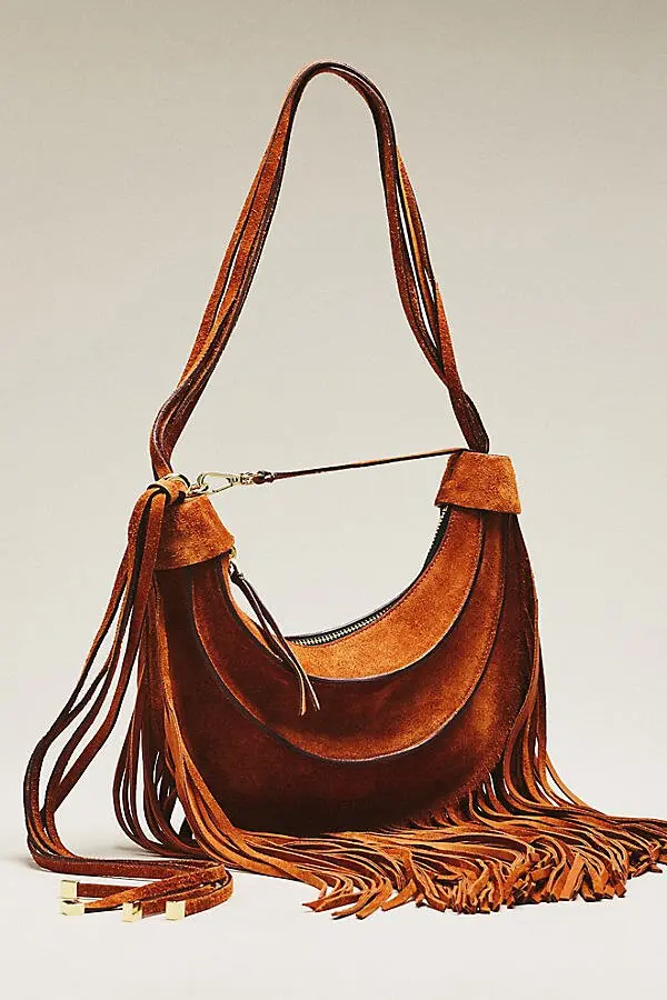 Farm Rio Banana Suede Shoulder Bag