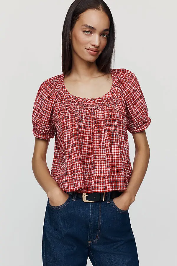 PILCRO Smocked Swg Blouse