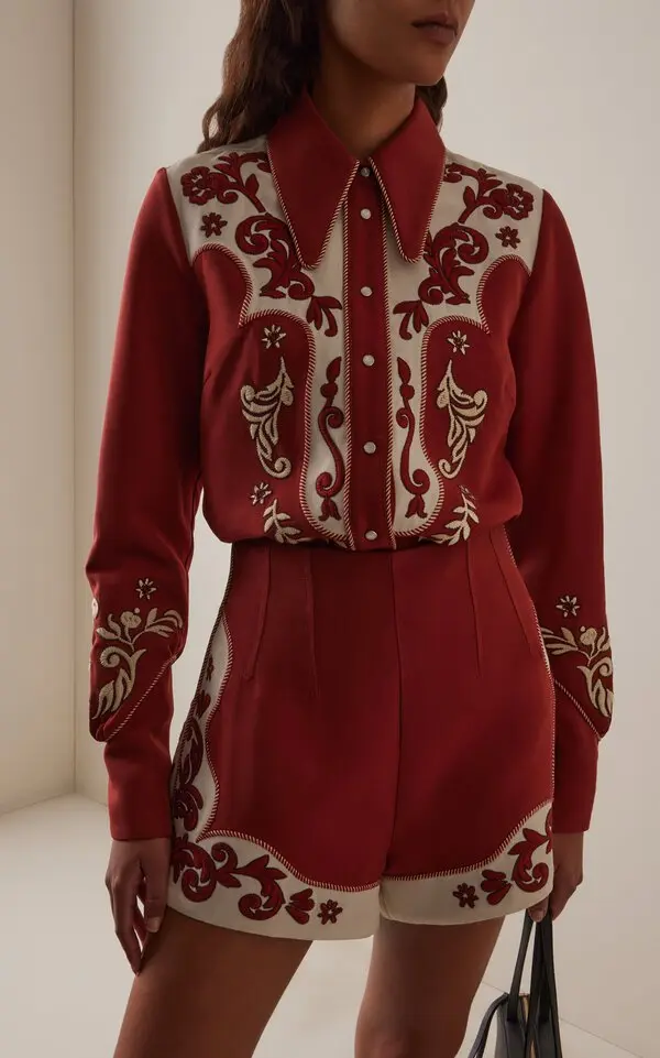 ALEMAIS Duke Embroidered Crepe Shirt