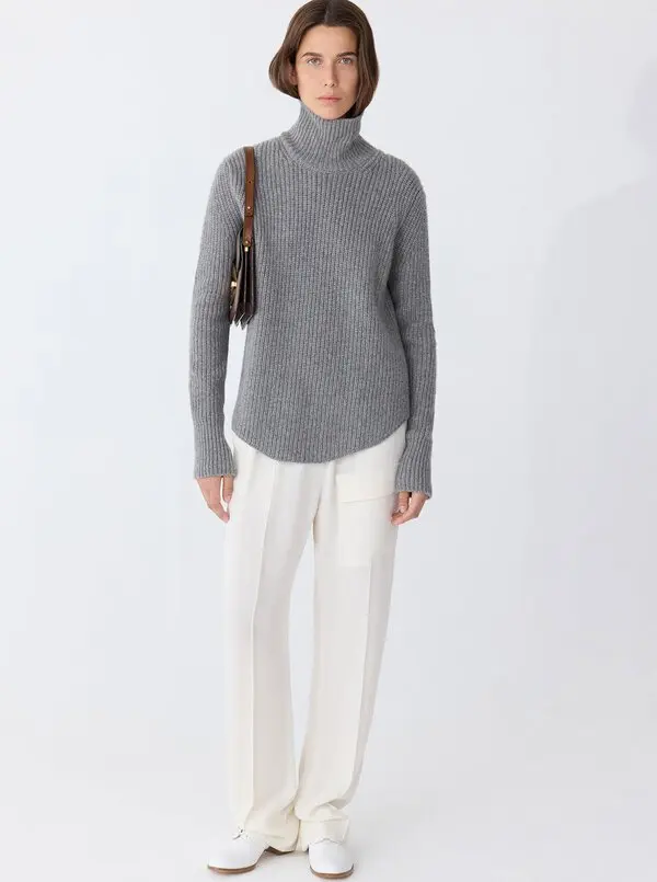 CALLAS MILANO Barrie Cashmere Turtleneck Sweater - Grey