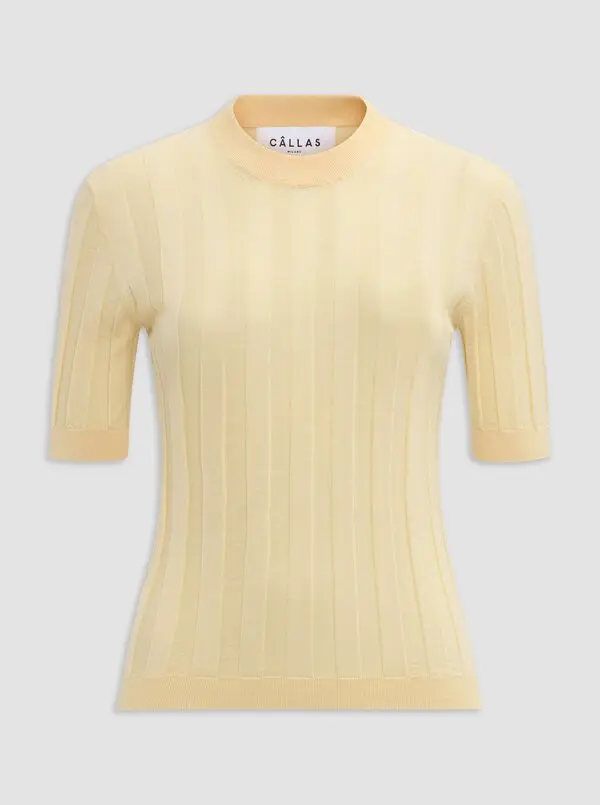 CALLAS MILANO Deeda Ribbed Crewneck Sweater - Yellow