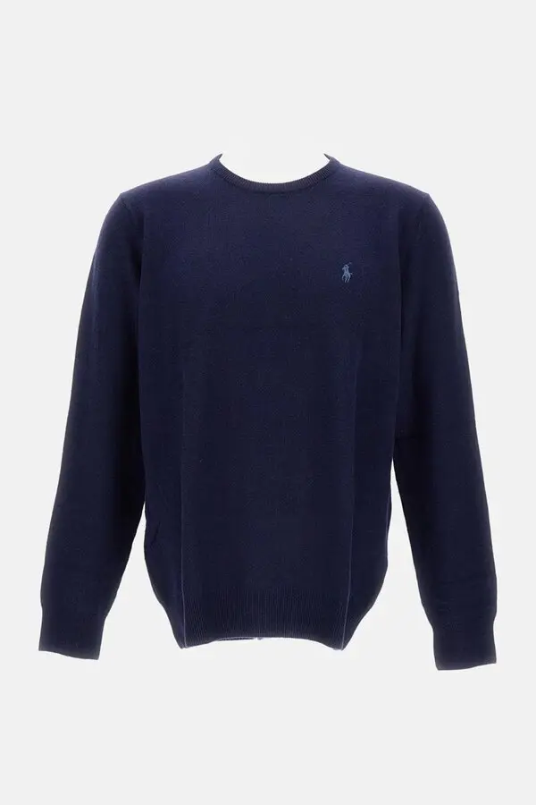 Polo Ralph Lauren Long Sleeve Wool Crew Neck Pullover With Embroidered Logo