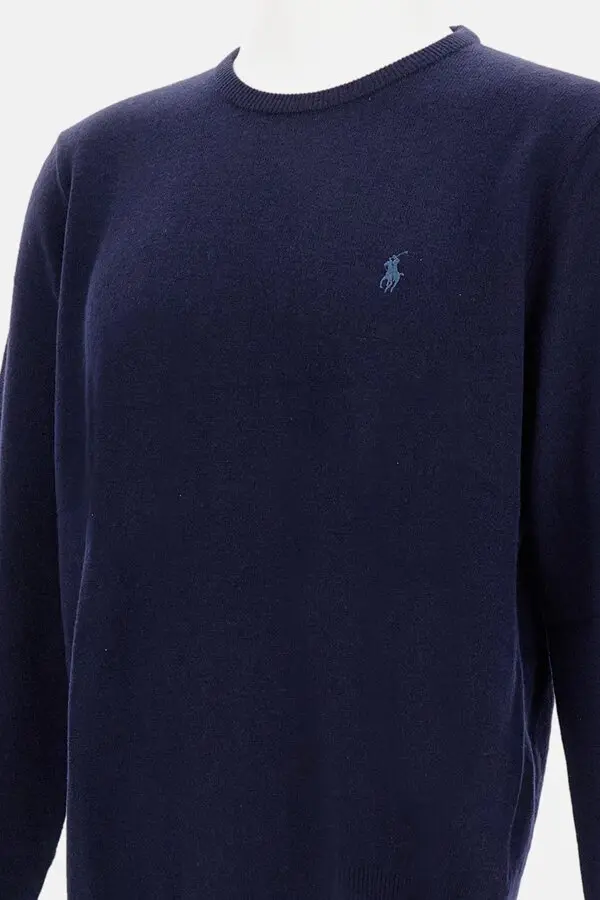 Polo Ralph Lauren Long Sleeve Wool Crew Neck Pullover With Embroidered Logo