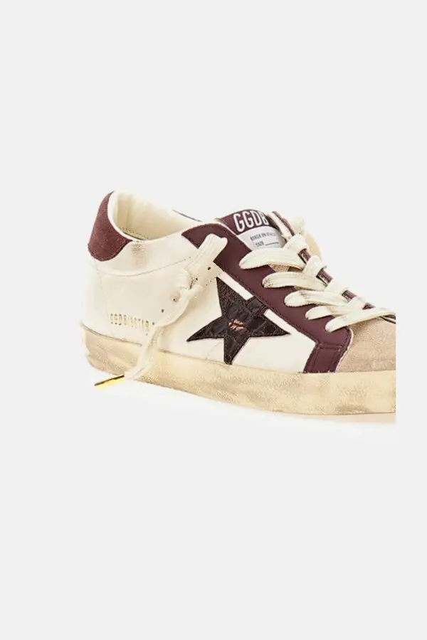 GOLDEN GOOSE Super Star Low-top Leather Sneakers With Crocodile-embossed Star