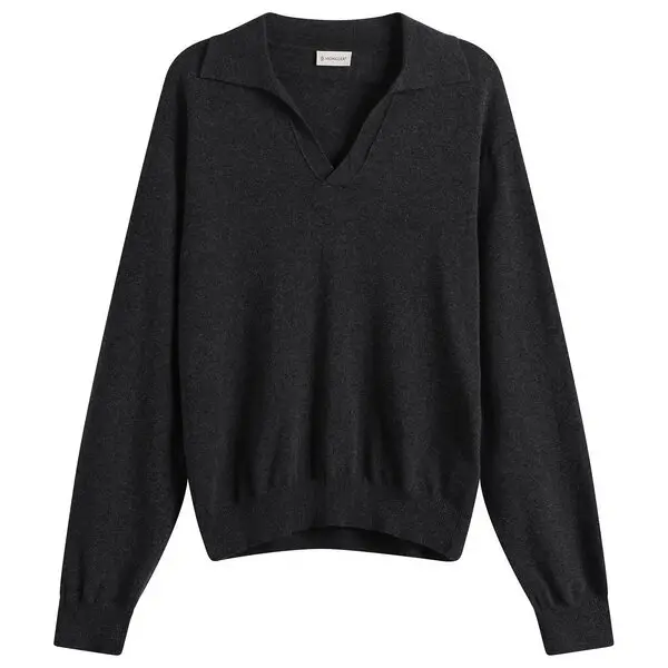 Moncler Cashmere Wool Open Collar Polo