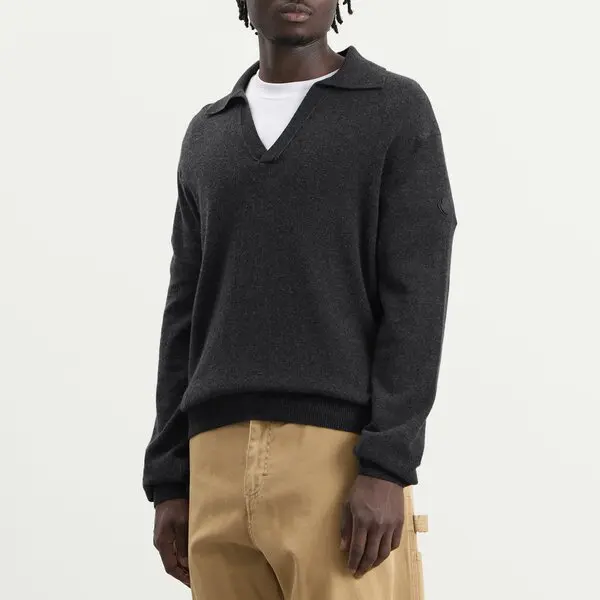Moncler Cashmere Wool Open Collar Polo