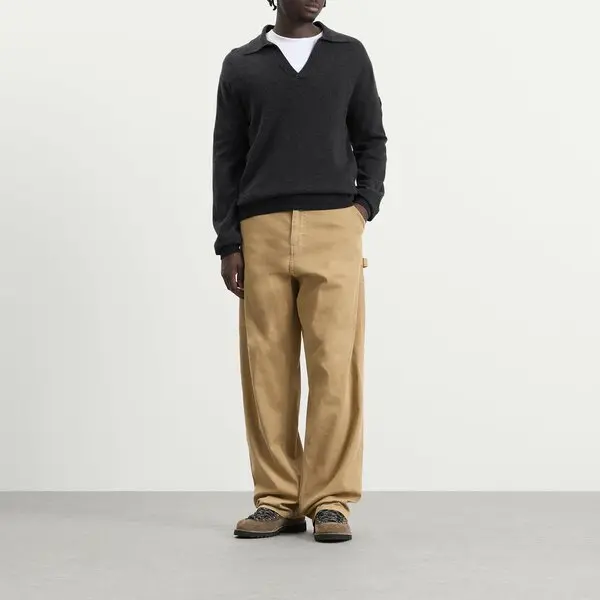 Moncler Cashmere Wool Open Collar Polo