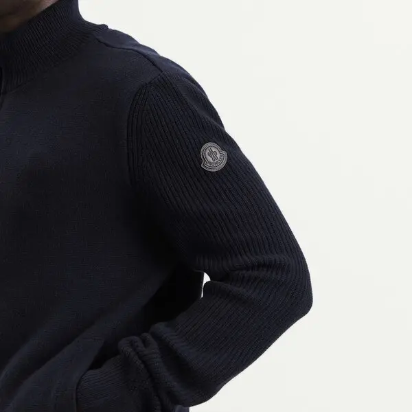 Moncler Wool Cashmere Zip Up Cardigan