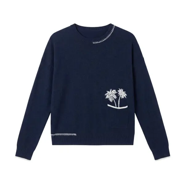 BRODIE CASHMERE Palm Pocket Cashmere Crew Sweater