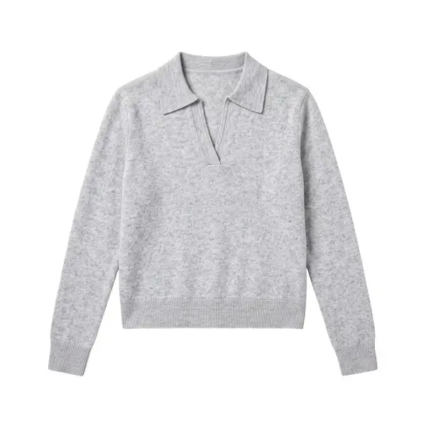 BRODIE CASHMERE Collared Cashmere V-neck Sweatshirt