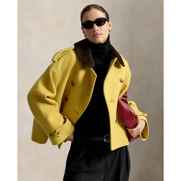 Ralph Lauren Shearling-collar Wool Coat