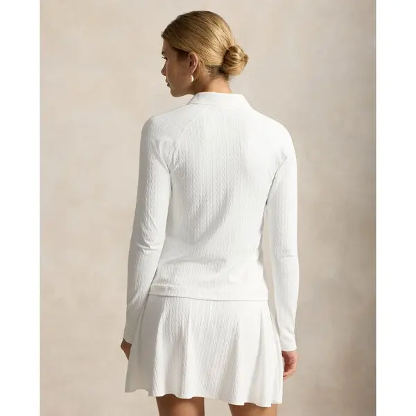Ralph Lauren Cable Quarter-zip Long-sleeve Polo Shirt - Ceramic White