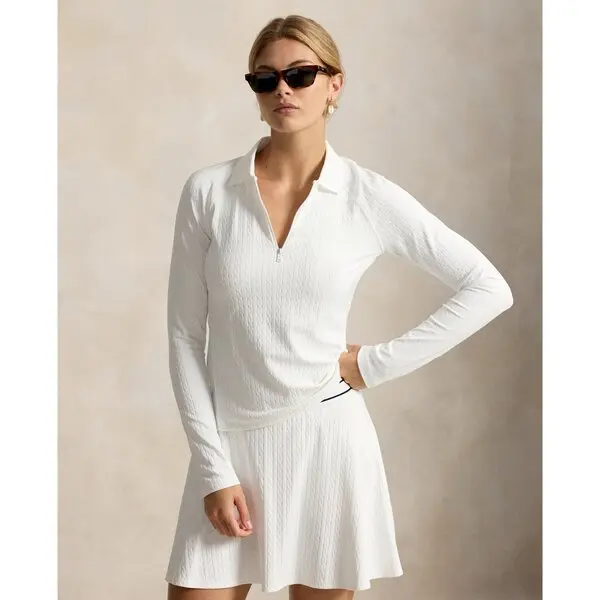 Ralph Lauren Cable Quarter-zip Long-sleeve Polo Shirt - Ceramic White