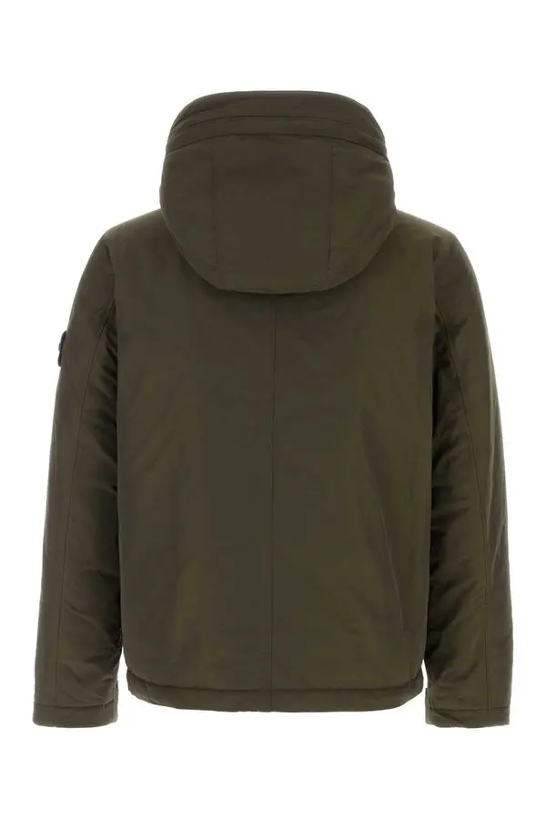 Stone Island Olive Polyester Blend Padded Jacket - Green