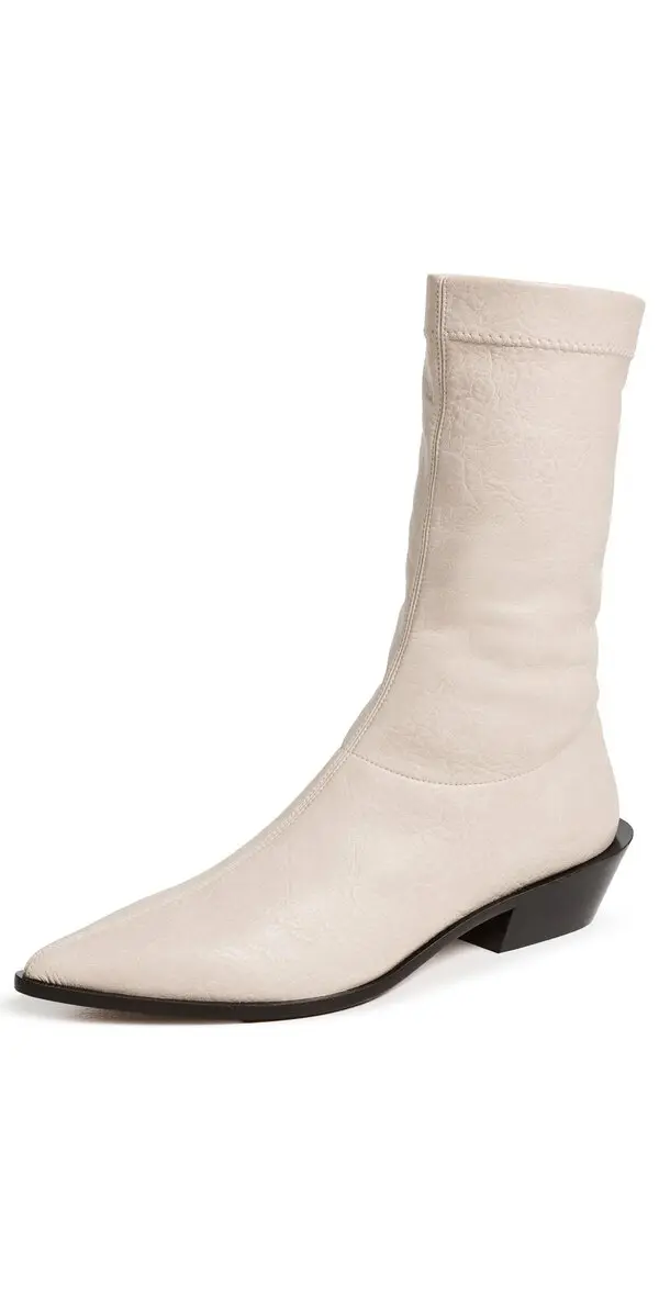 Tibi Leo Faux Leather Boots - Natural