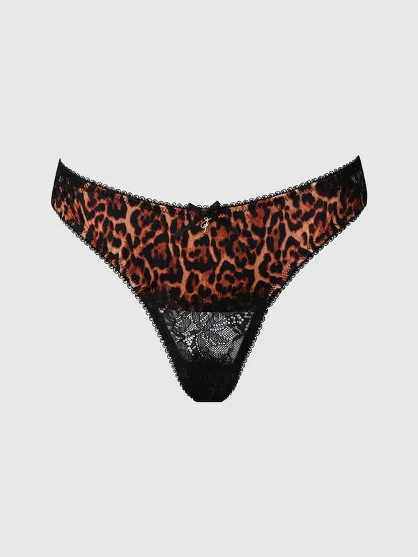 Frederick's Of Hollywood Leopard And Lace Panty - Leopard/black