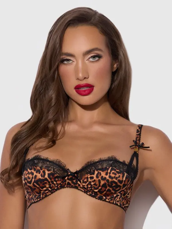 Frederick's Of Hollywood Raven Leopard And Lace Bra