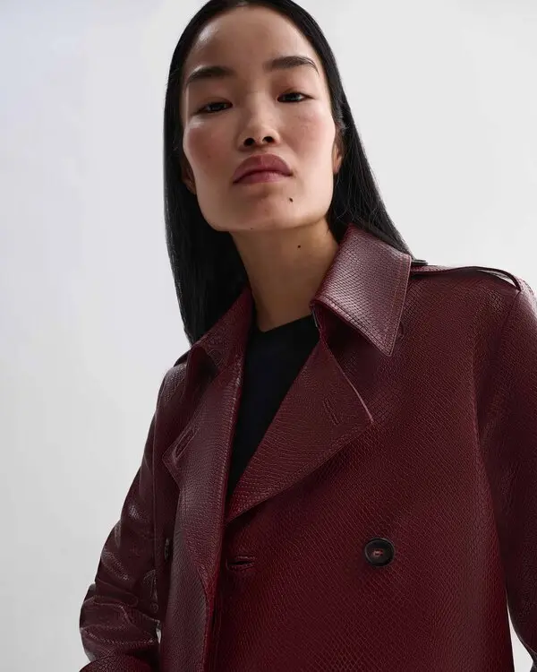 Veronica De Piante Charlotte Trench In Embossed Leather - Dark Red