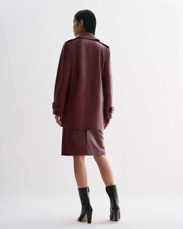 Veronica De Piante Charlotte Trench In Embossed Leather - Dark Red