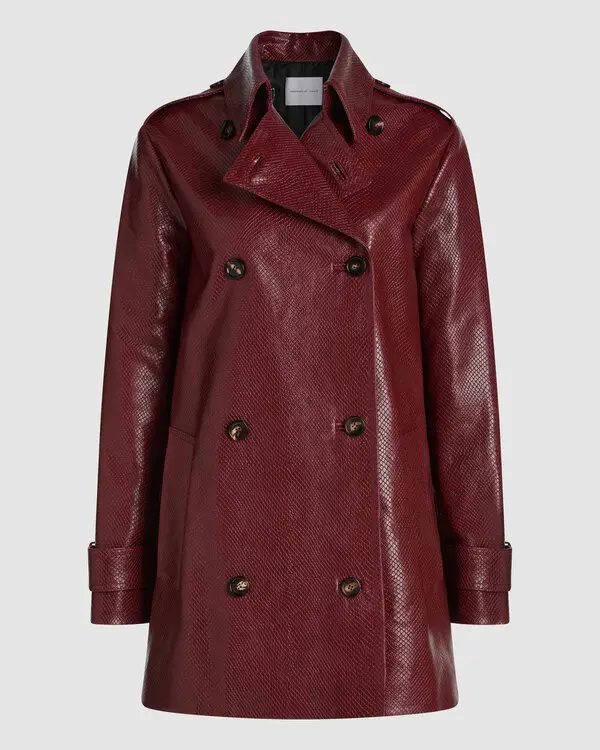 Veronica De Piante Charlotte Trench In Embossed Leather - Dark Red
